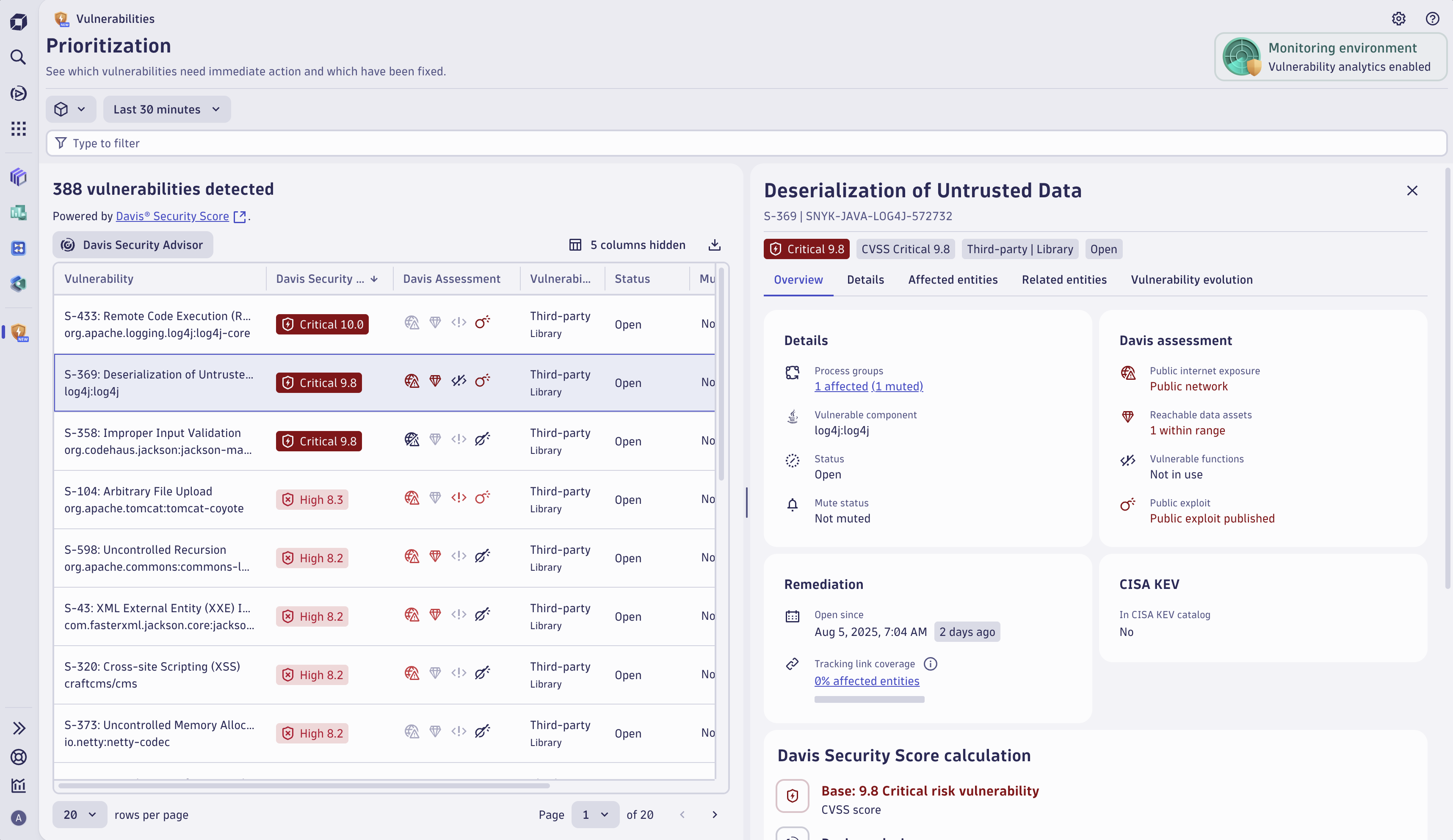 Vulnerabilities monitoring & observability | Dynatrace Hub